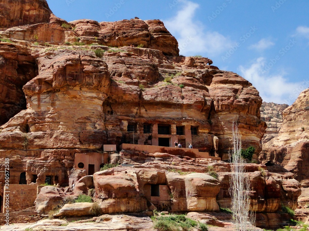 Natural colorful rock of cross section in Petra in Jordan, an UNESCO ...