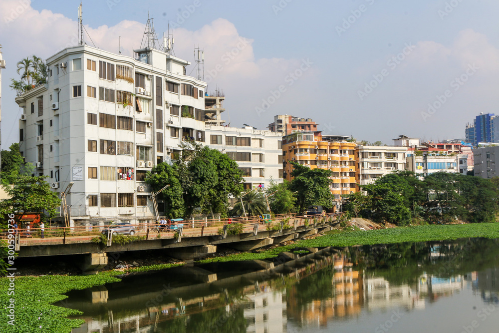 view of gulshan 2 from banani lake dhaka bangladesh Stock Photo | Adobe ...