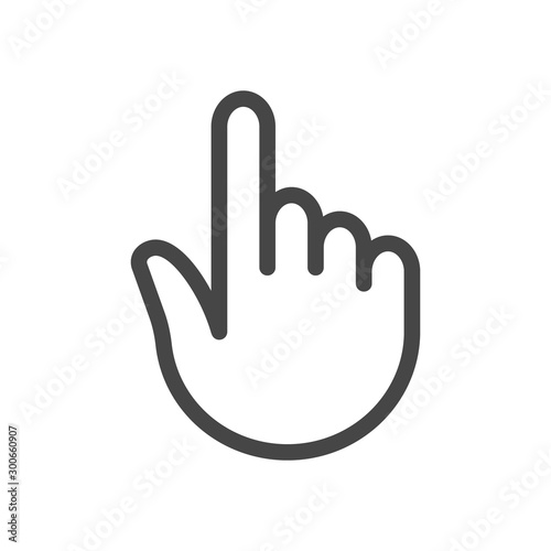 Touch hand icon in outline style isolated on white background. Touch ...