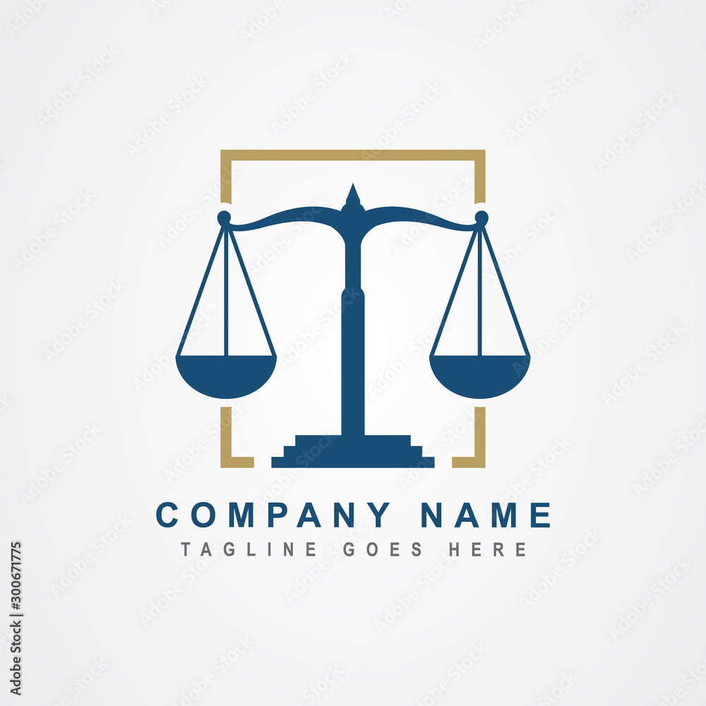 Law Office Logo Vector. Balanced Justice, Scales and Sophisticated ...