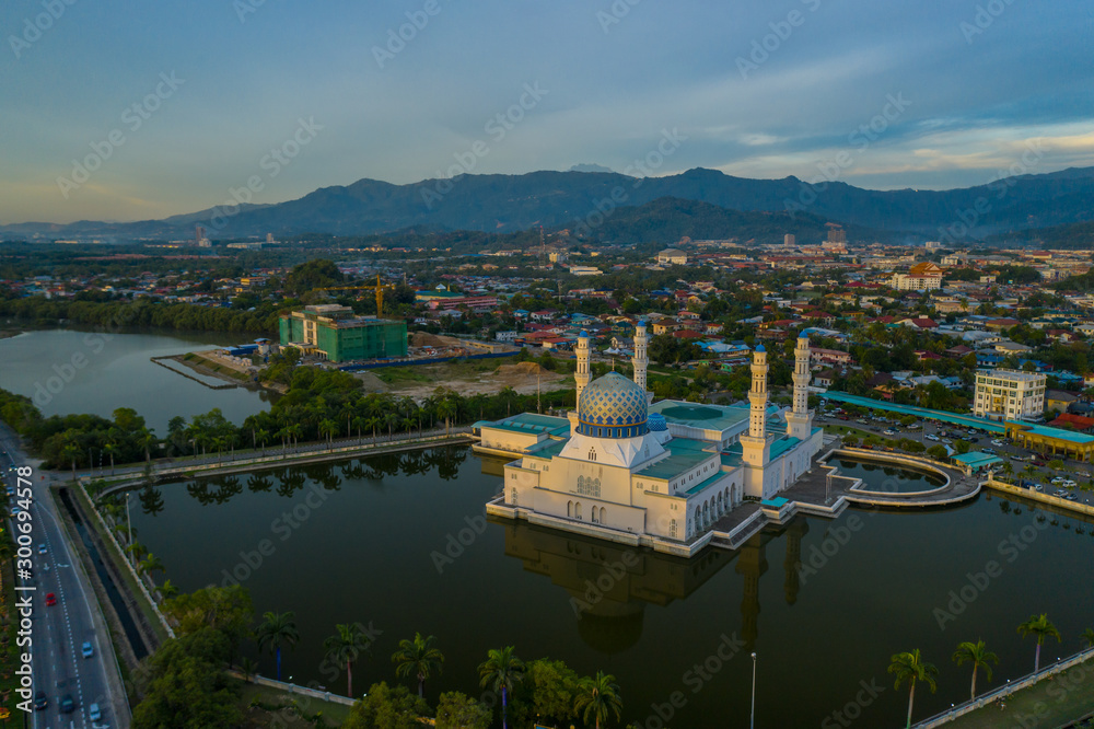 Aerial Drone image of beautiful mosque and the most famous tourist spot ...