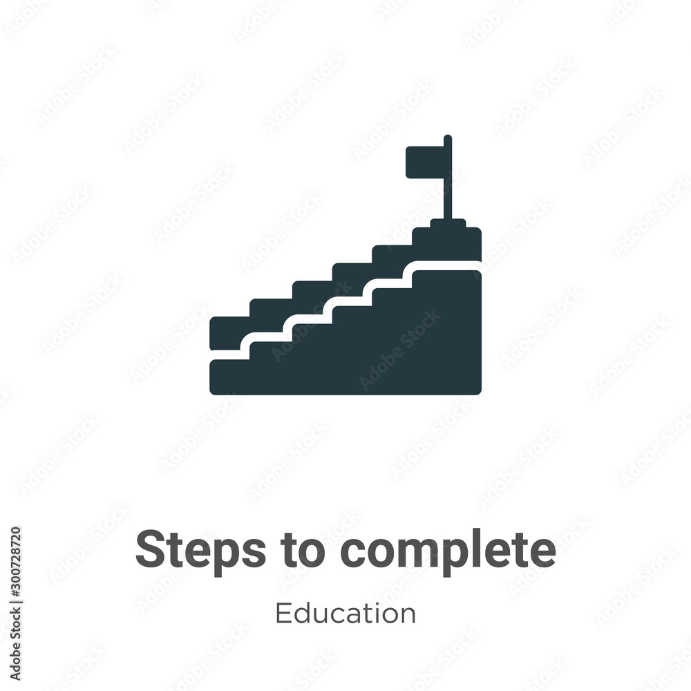 Steps to complete vector icon on white background. Flat vector steps to ...