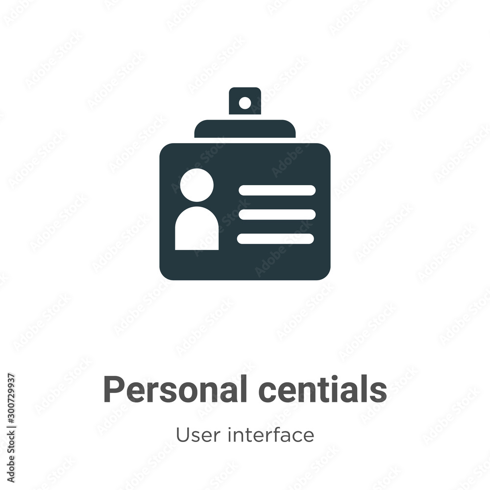 Personal credentials vector icon on white background. Flat vector ...