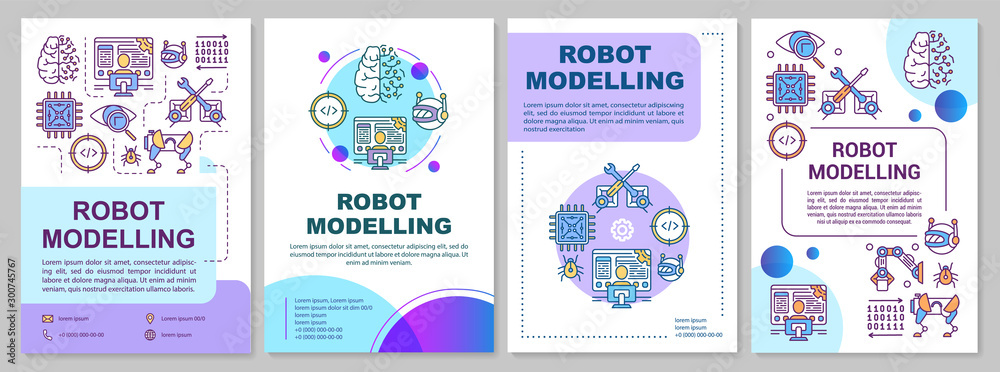 Vector de Stock Robot modelling brochure template. Artificial intelligence. Flyer, booklet ...