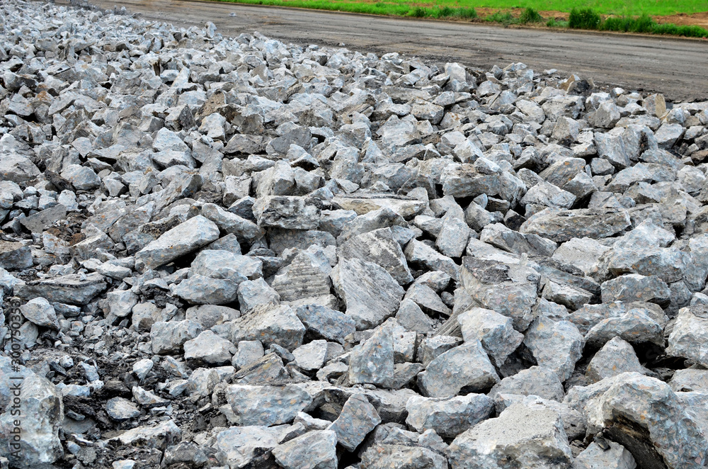 Recycling and reuse crushed concrete rubble, asphalt, building material ...