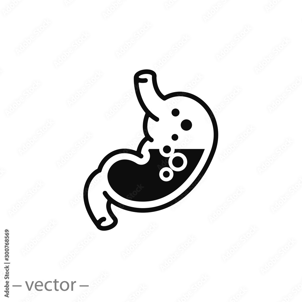 digestive system icon, stomach, digestion, balance gastric acid, thin ...