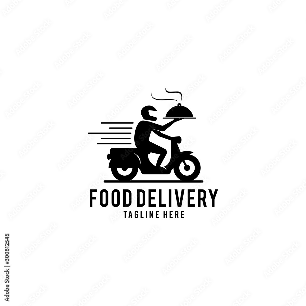 Food Delivery by Motorcycle Logo Vector Icon Illustration Stock Vector ...