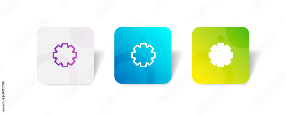 Setting cog round icon in outline and solid style with colorful smooth ...
