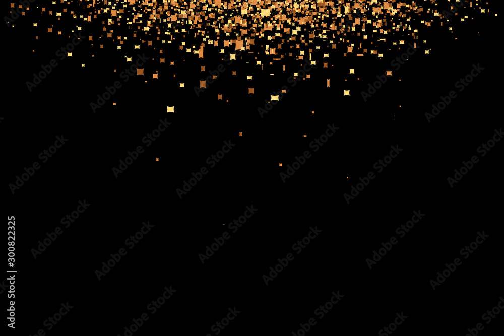 ภาพประกอบ Stock Gold glitter rain isolated on black background. Festive ...