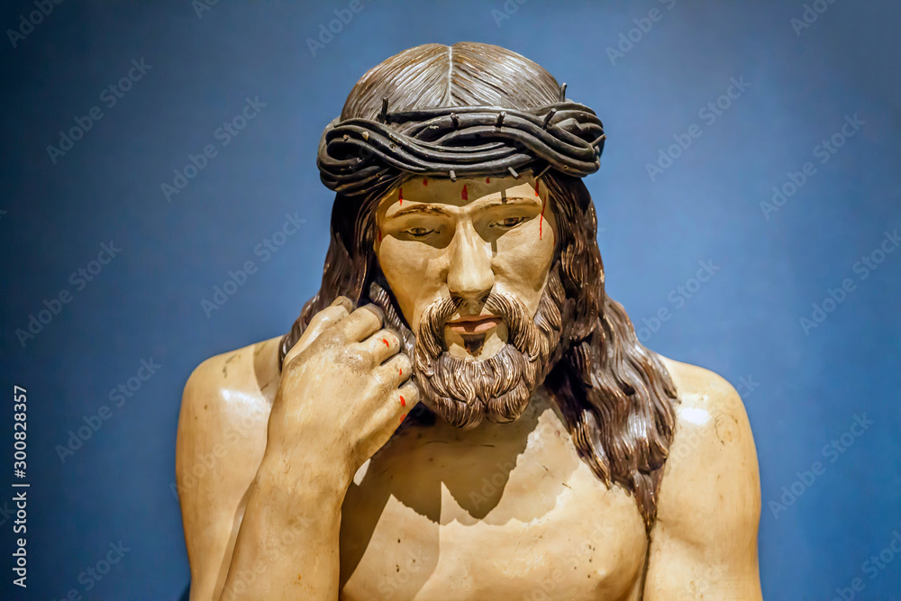 Jesus Christ crucified with blood on his face Stock Photo | Adobe Stock