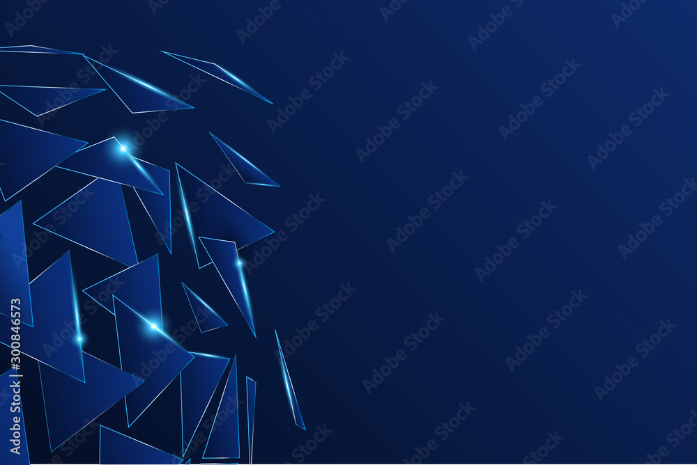 Abstract triangles background, great design for any purposes. Glow blue ...