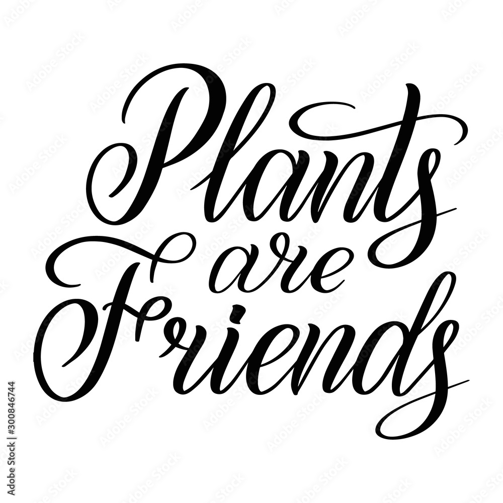 Plants are friends. Eco graphic phrase. Vegetarian quote. Black ...