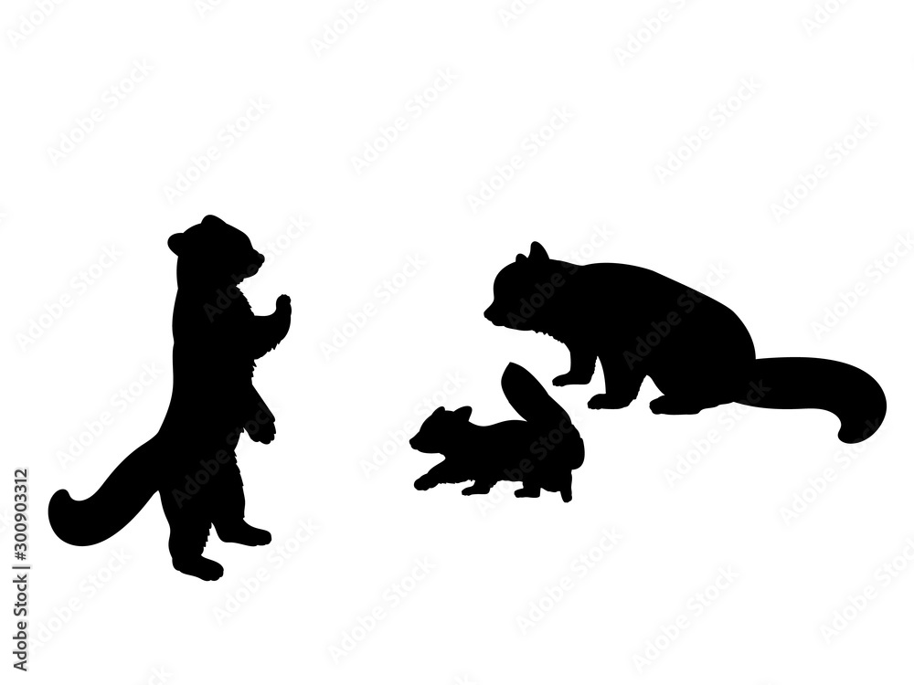 Red Panda family. Silhouettes of animals Stock Vector | Adobe Stock