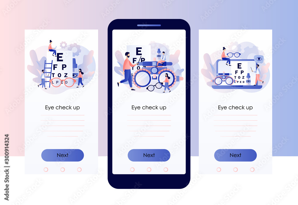 Ophthalmology concept. Eye check up. Ophthalmologist checks patient ...