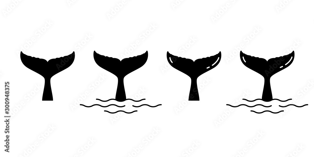 shark tail dolphin whale vector logo icon cartoon character ocean sea ...