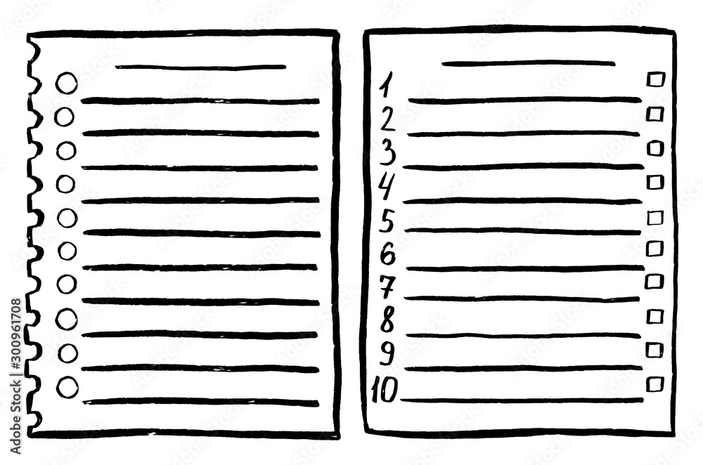 Set of two outline blank form. Vector isolated hand drawn check to do ...