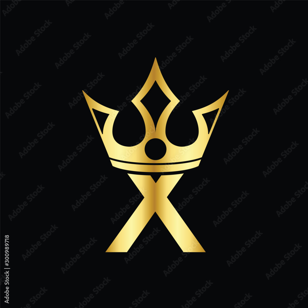 Gold Font Letter X Logo. The crown of the king and queen with the logo ...