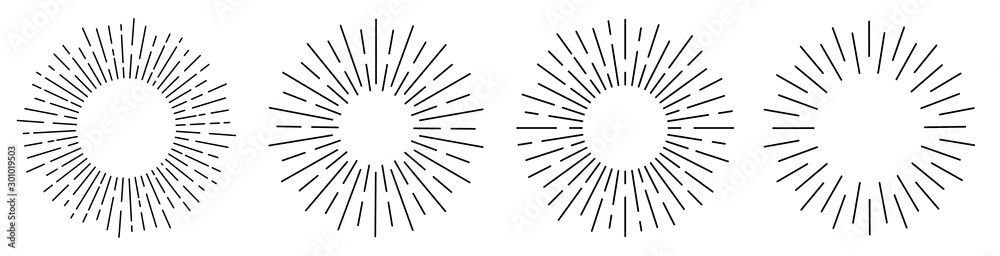 Sun rays or sunshine linear drawing. Vector Stock Vector | Adobe Stock