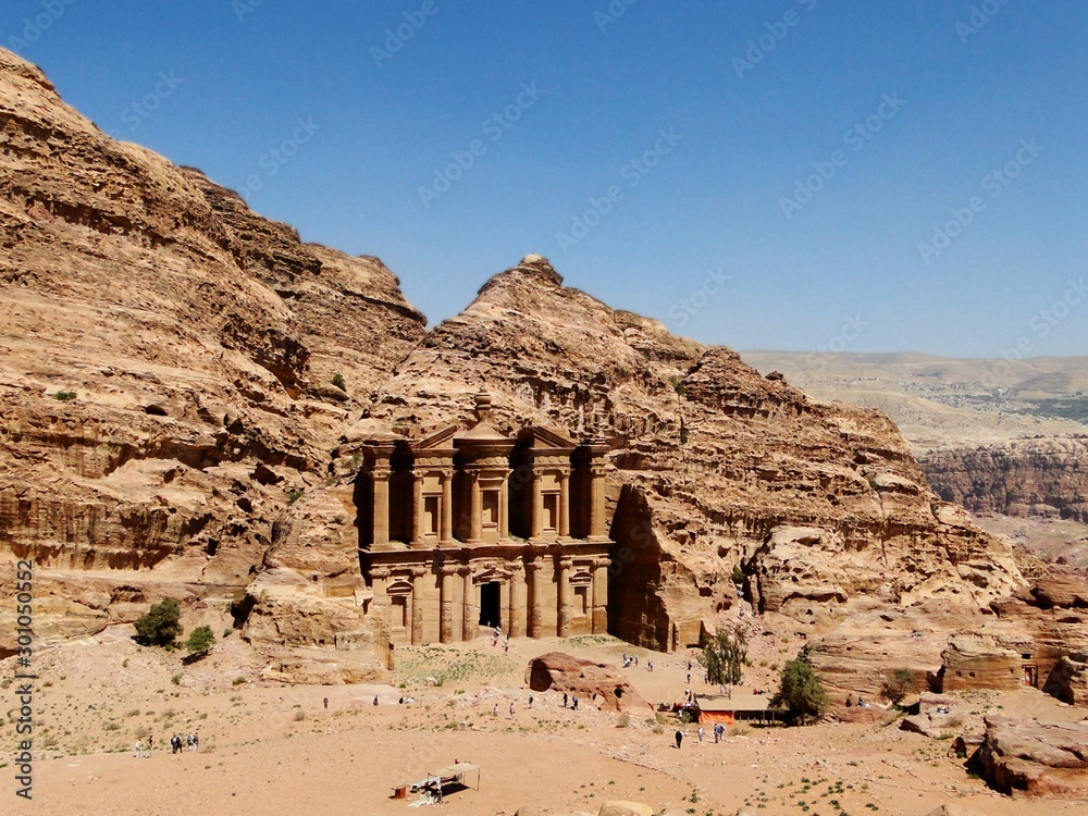 Panoramic view of remained Monastery in Petra in Jordan, an UNESCO ...