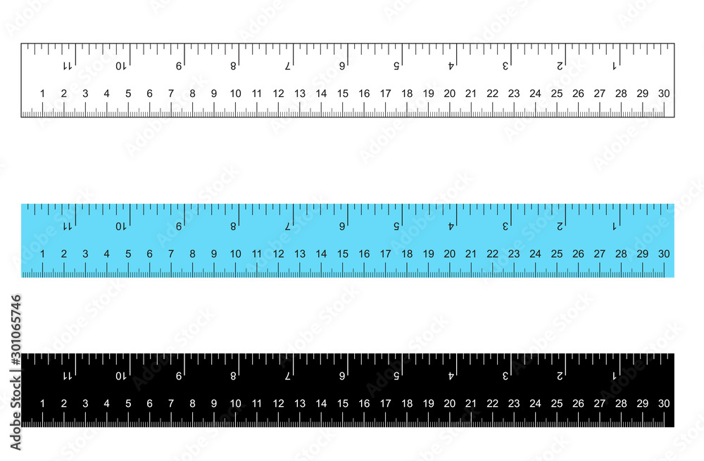 Rulers Inch and metric rulers. Scale for a ruler in inches and ...