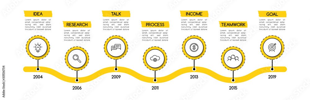 Minimalist timeline infograph with 7 steps. Vector Stock Vector | Adobe ...