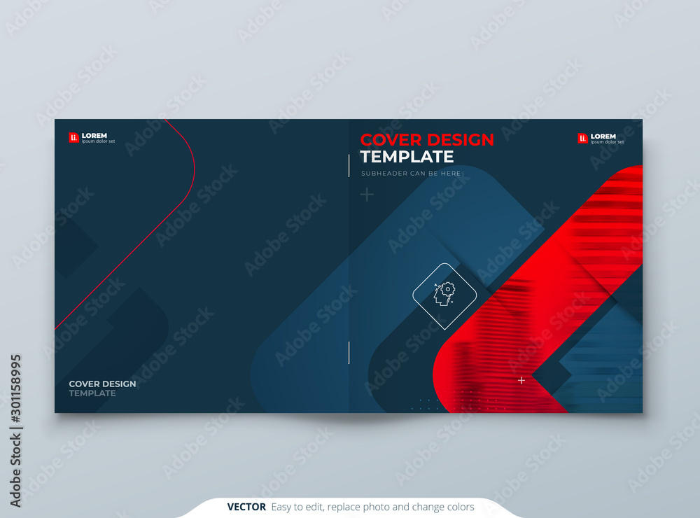 Square Brochure Design. Red Cover Template for Brochure, Report ...