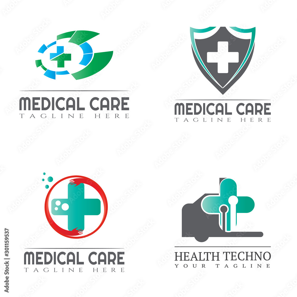 Collection of medical and health logos for clinics, icons of human ...