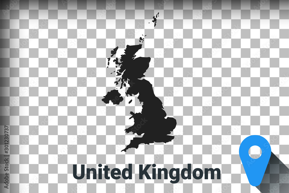 Map of United Kingdom, black map on a transparent background. alpha ...
