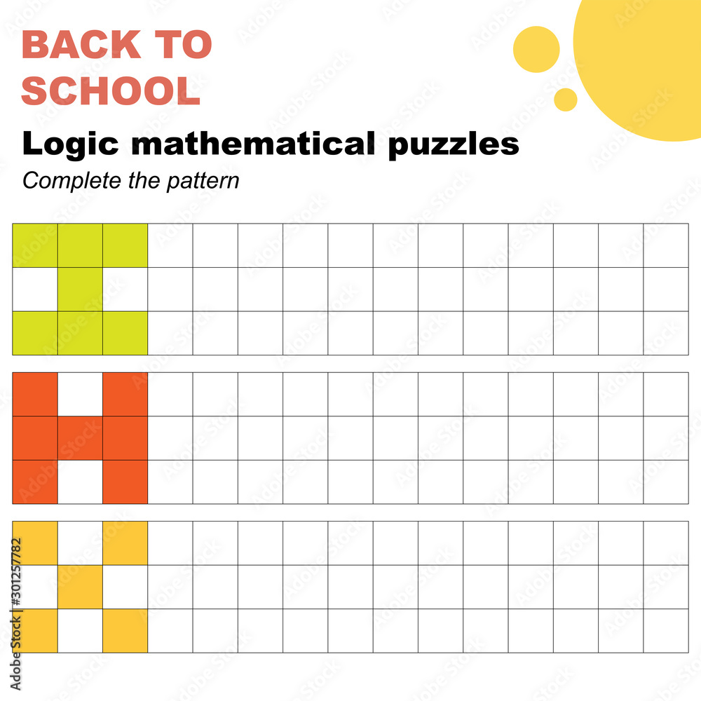 Complete the patterns, mathematical logic puzzles worksheet. Easy ...