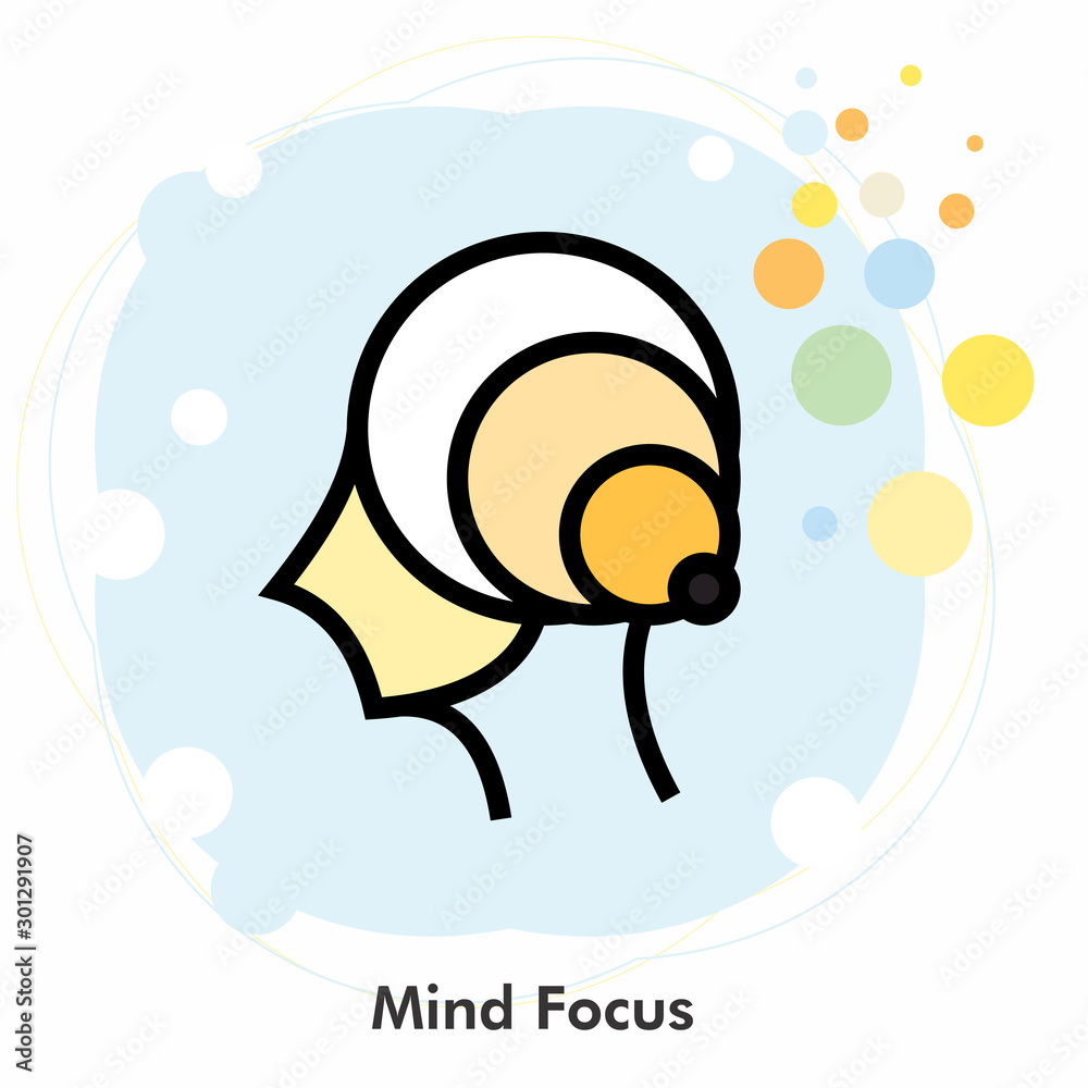 Mind focus icon concept with center red point in the drawing of human ...