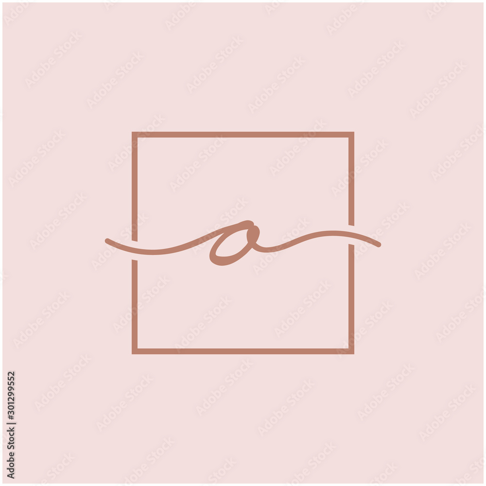 Initials signature letters O linked inside minimalist luxurious square ...