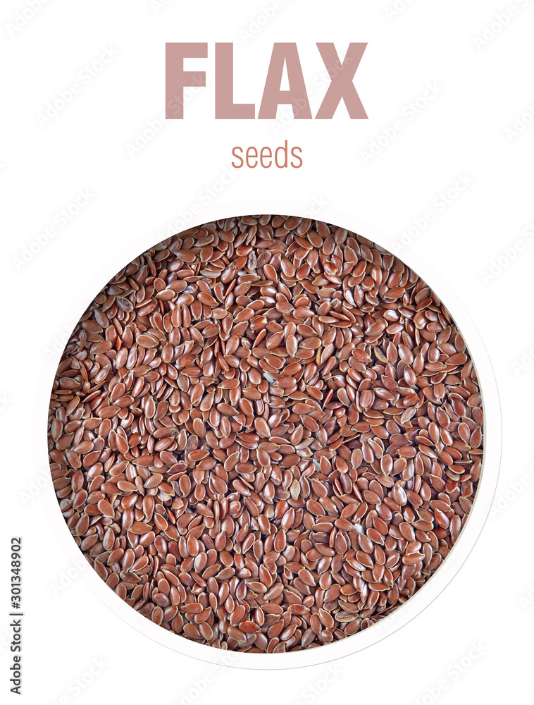 Flax seeds, located behind a round hole with shadows from it, are ...