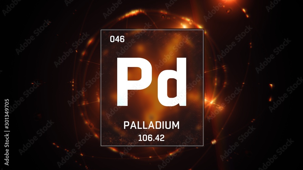 3D illustration of Palladium as Element 46 of the Periodic Table ...
