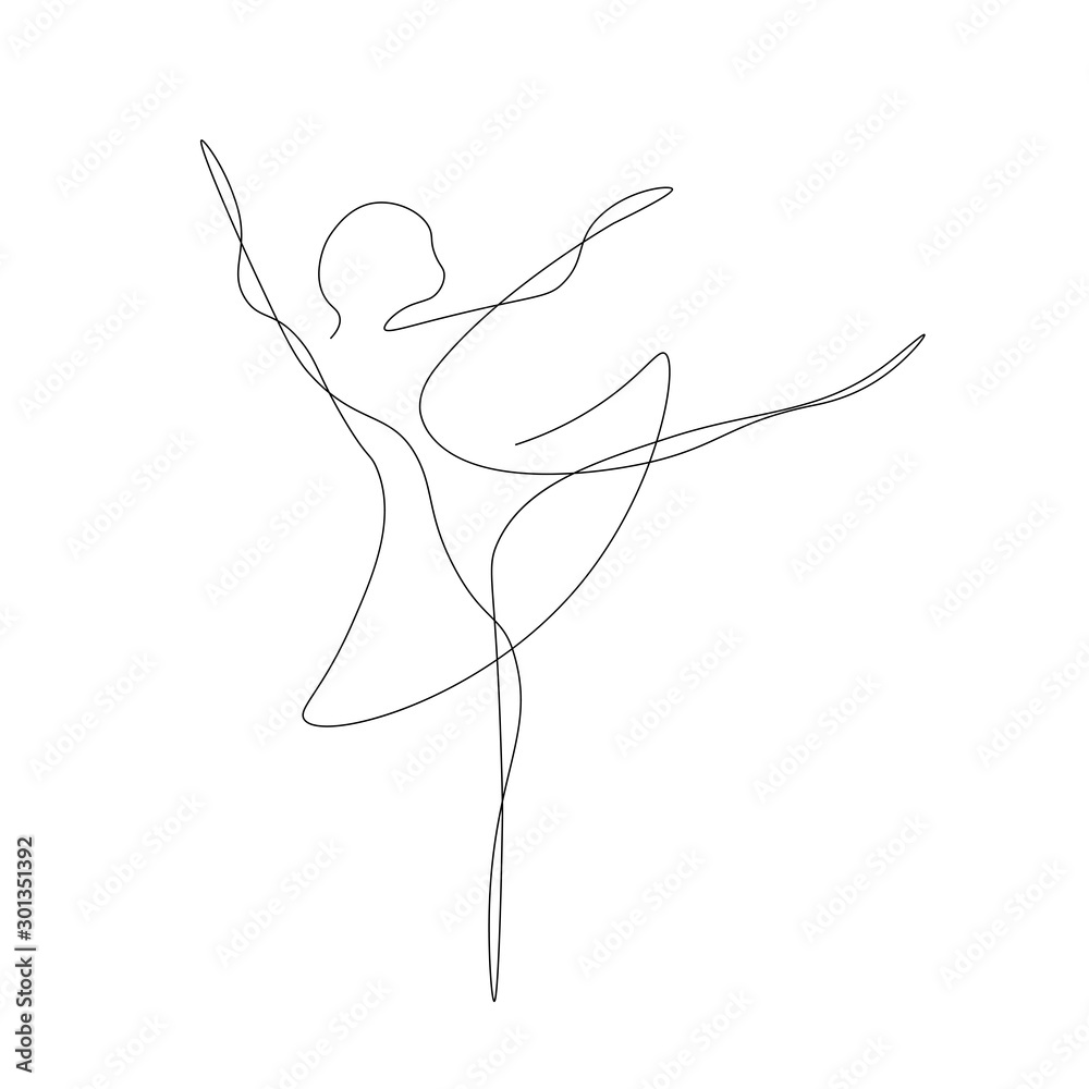Ballet dancer continuous line drawing vector illustration Stock Vector ...