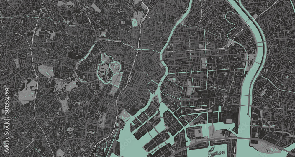 Detailed map of Tokyo, Japan Stock Vector | Adobe Stock