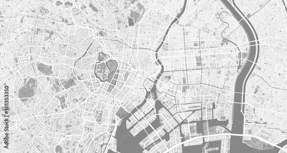 Detailed map of Tokyo, Japan Stock Vector | Adobe Stock