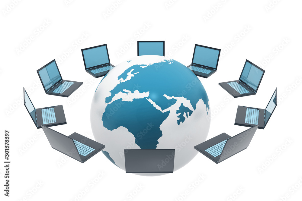 Computer network. Internet concept. Network diagram. 3d illustration ...