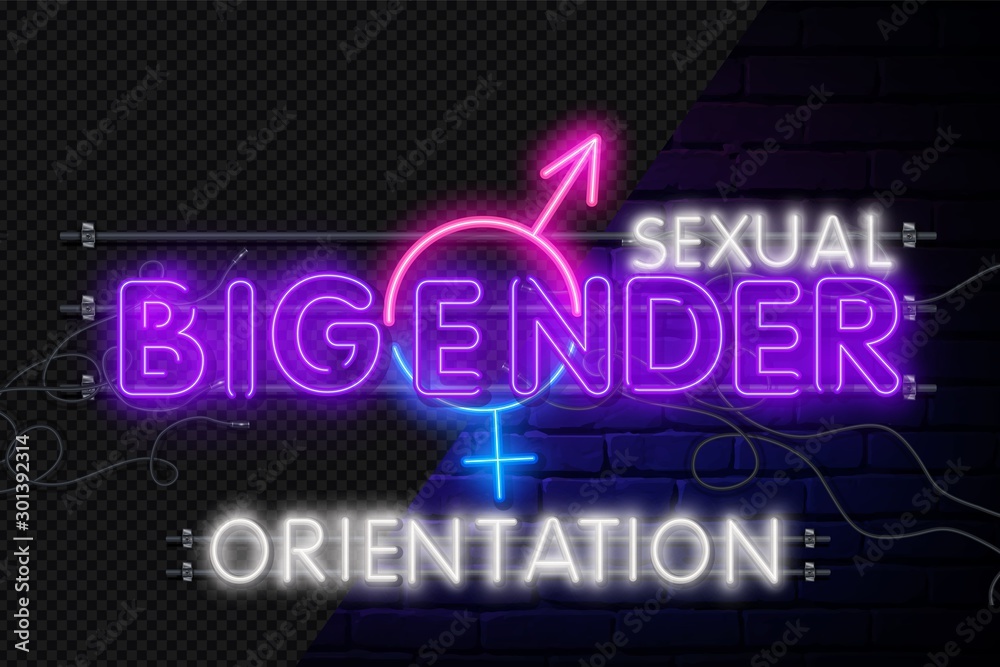 Bigender simbol Vector realistic isolated neon sign of BIGENDER logo ...