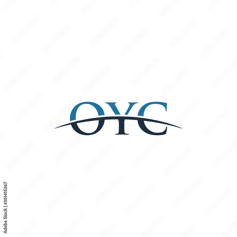 Initial letter OYC, overlapping movement swoosh horizon logo company ...