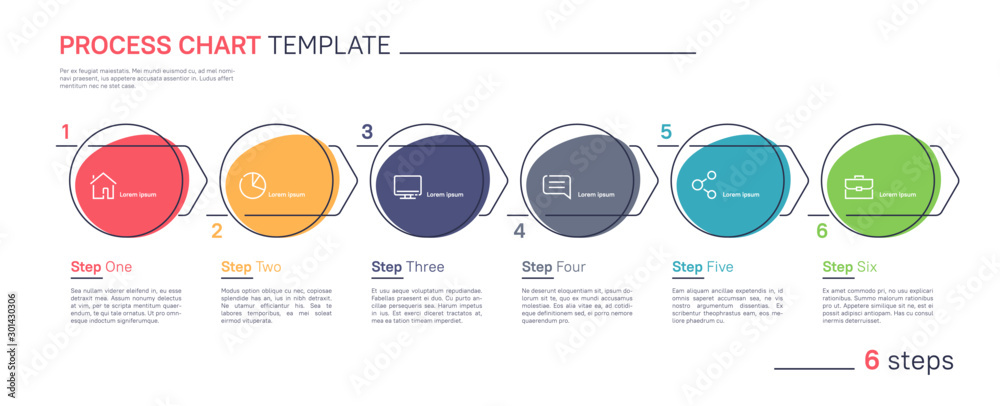 Clean and simple flat style linear vector infographic process chart ...