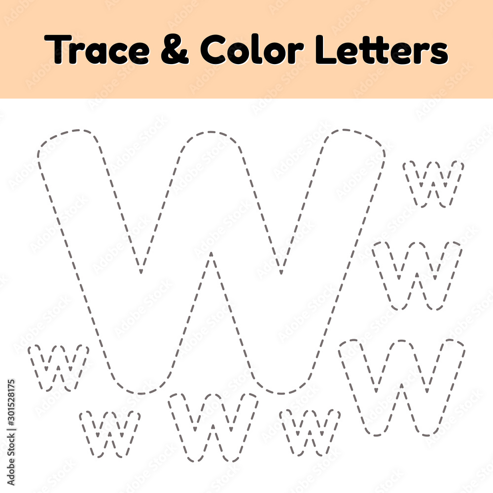 Trace line letter for kindergarten and preshool kids. Write and color k ...