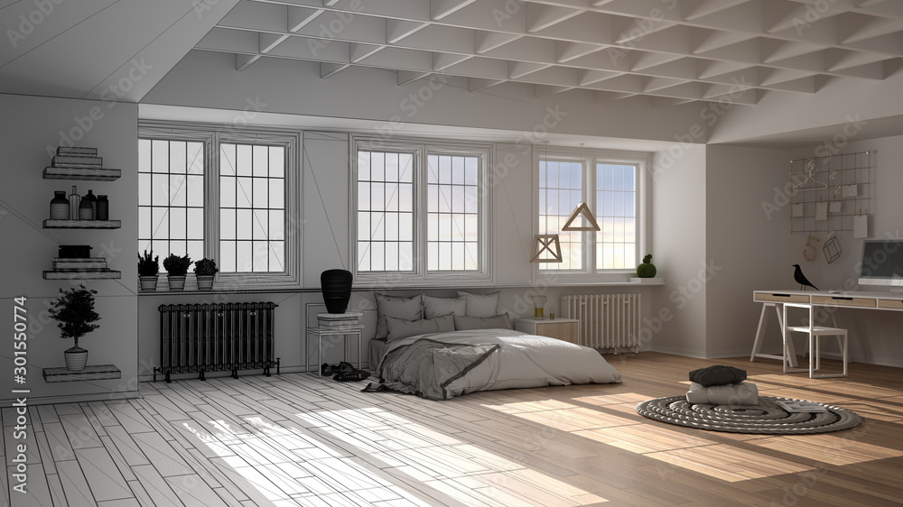 Architect interior designer concept: unfinished project that becomes ...