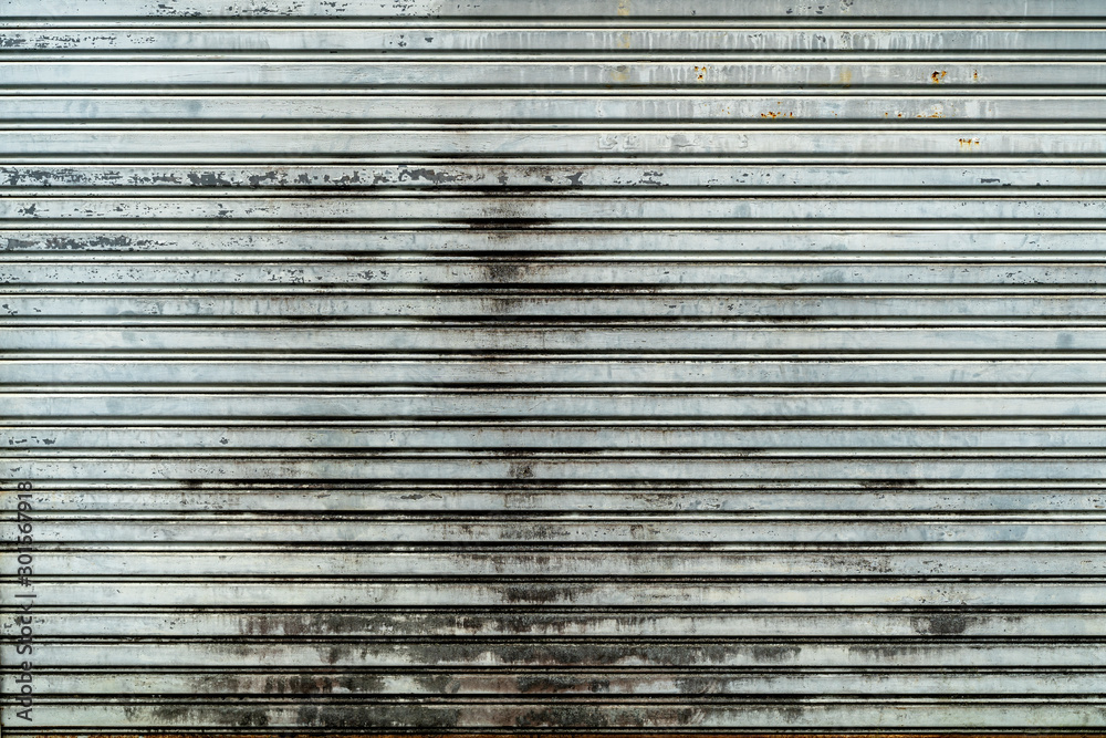 Background of horizontal galvanized sheet metal shutters, Corrugated ...