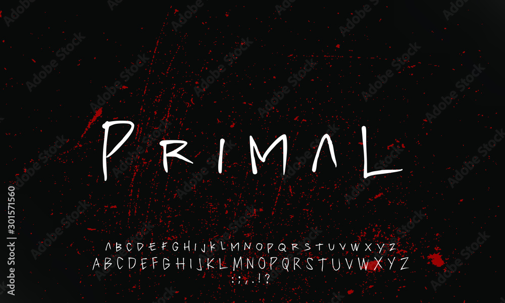 primal brush font alphabet handwritten vector design illustration Stock ...