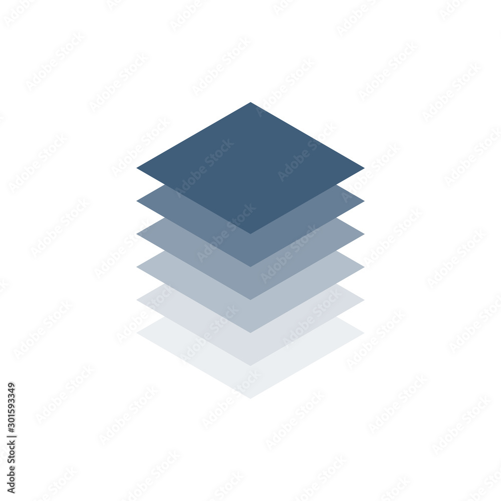 3D Isometric Infographic design of fading layers with 6 leves. Can be ...