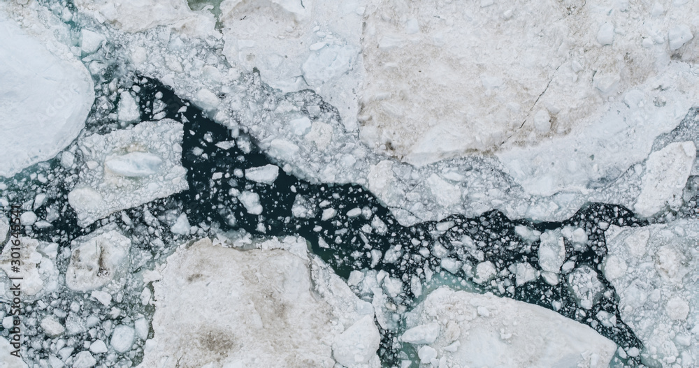 Icebergs drone aerial photo top view - Climate Change and Global ...