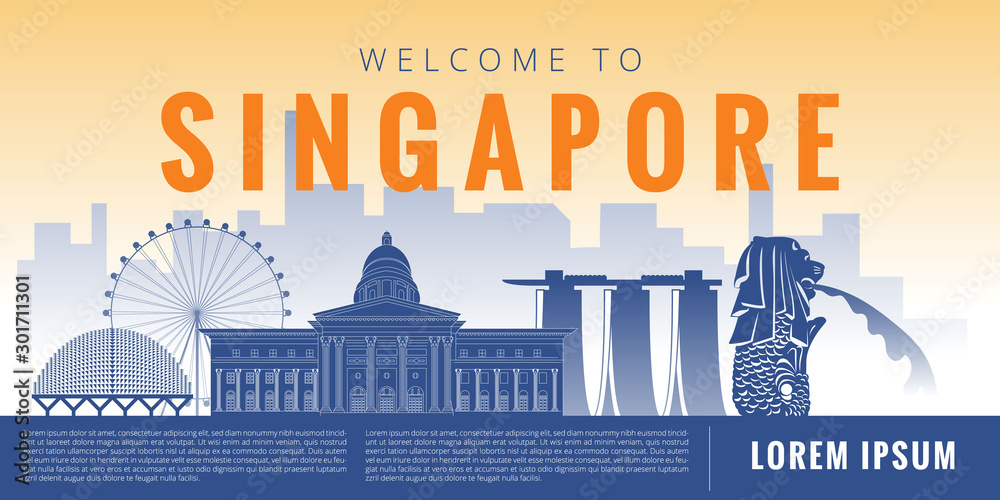 Singapore ciry landmark landscape vector graphic design Stock Vector ...