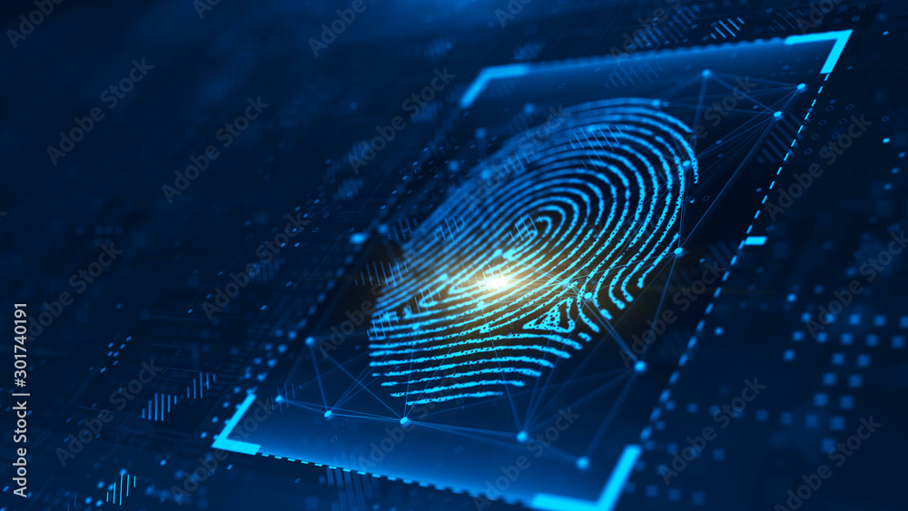 Digital biometric, security and identify by fingerprint concept ...