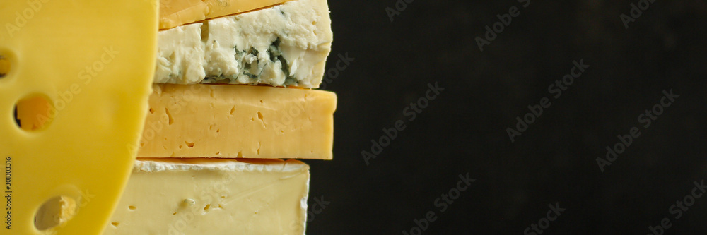 cheese variety (delicious snack, different types of hard and soft ...