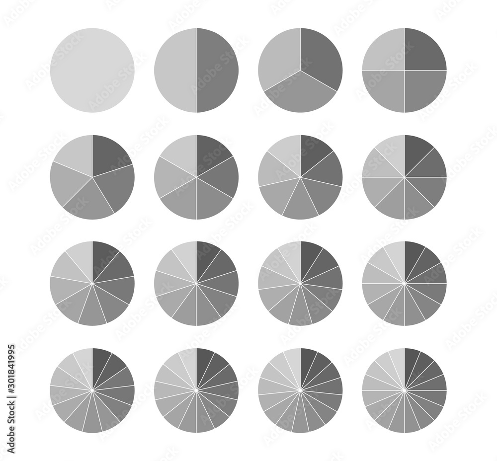 Segmented circles set isolated on a white background.Big set, of wheel ...